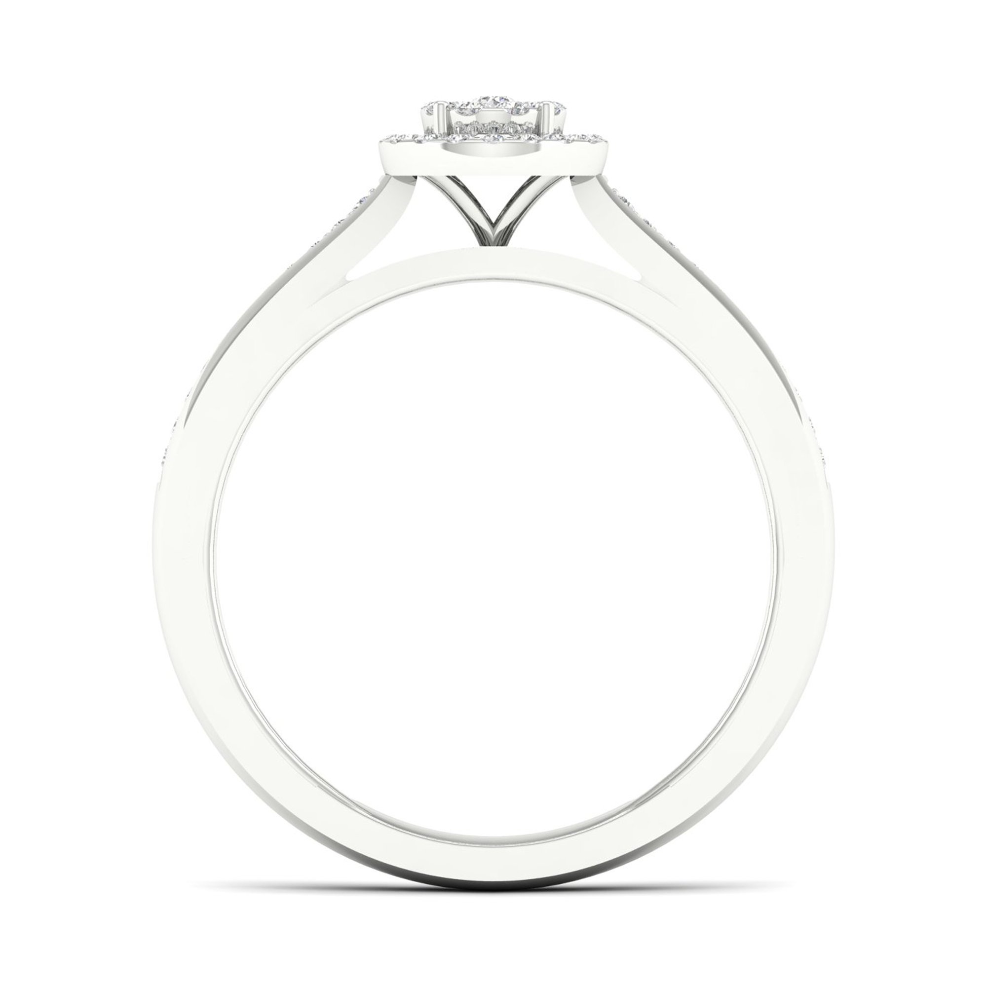DZON Sterling Silver 1/5ct TDW Diamond Halo Bridal Set
