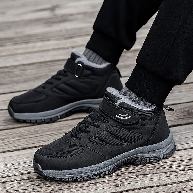 FASDNENDYS Waterproof Winter Boots Couple Models Men's Middle Aged and Elderly High Top Mens Sneaker Shoes Size 10 New Black