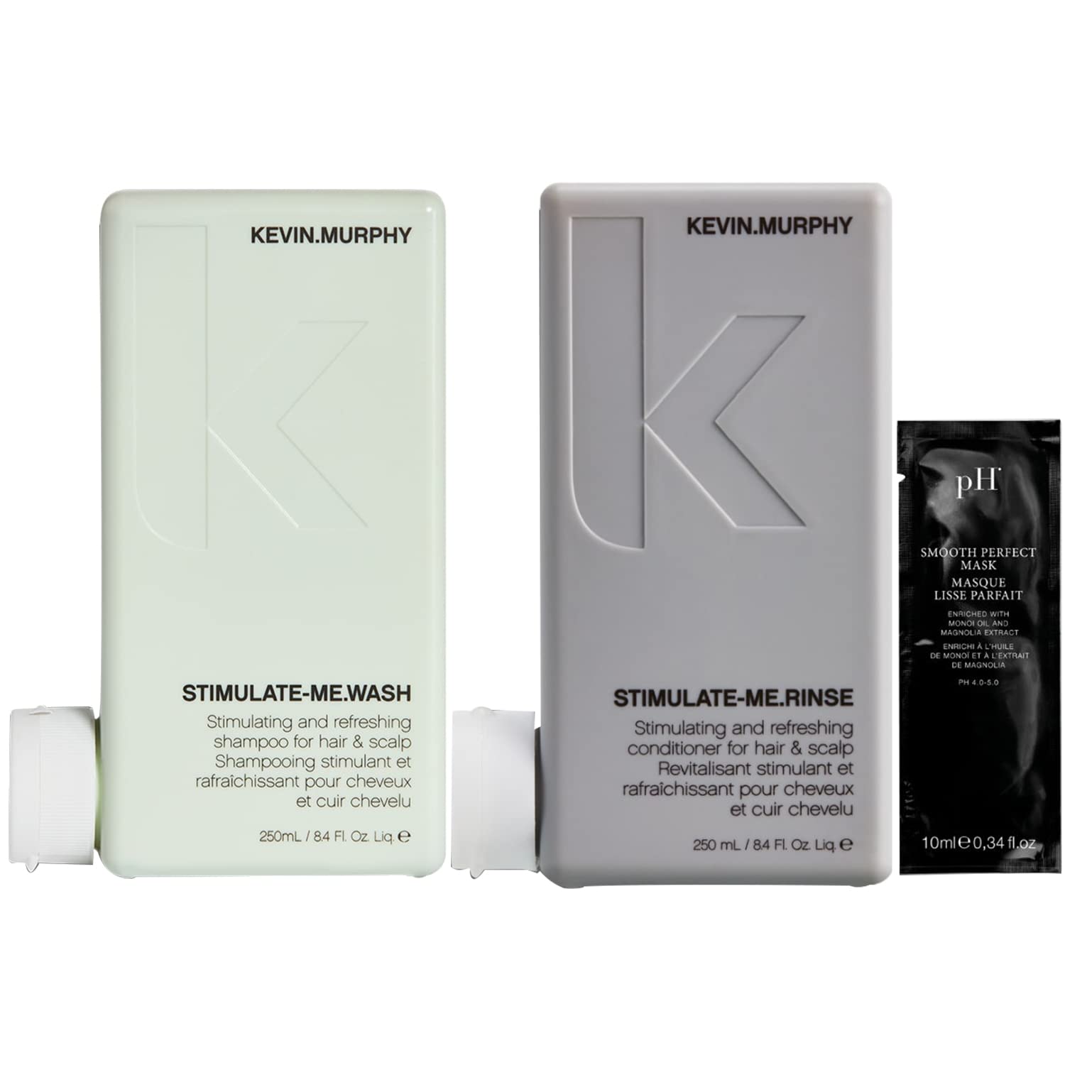 KEVIN MURPHY Stimulate-Me Wash And Rinse 8.4 FL Oz with pH Labs Smooth Perfect Mask 10 ml