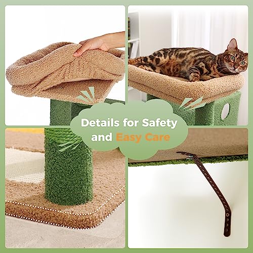 Meow Sir Cactus Cat Tree for Large Cats 53 Inches Multilevel Cat Tower with Large Hammock Super Spacious Condo and Wide Padded Perch Scratching Posts and Pad for Indoor Cats-Large Cactus