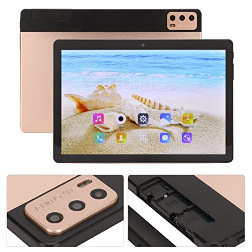 lennis 10 Inch Tablet, Portable Tablet 4G RAM 128G ROM for Travel for Home (Gold)