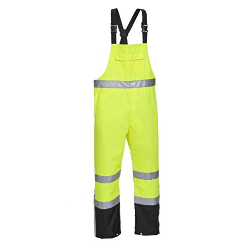John Deere Unisex High Visability ANSI Class III Rain Suit Jacket and Bib with Color Block, High Visability, Water Resistant, and Reflective 3M Tape, Yellow, Black, X-Large (JD44530/XL)