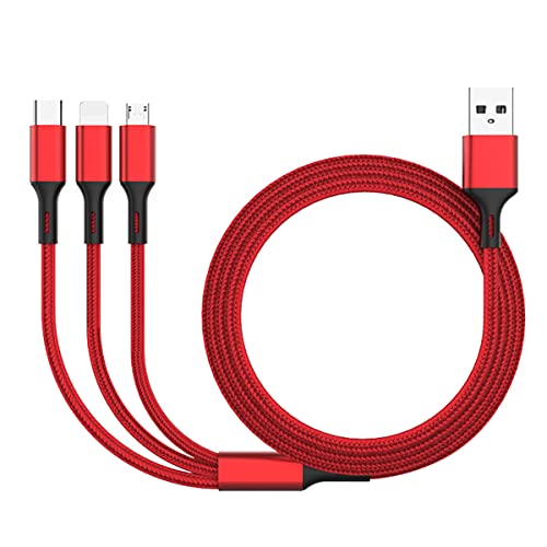 jeefull power Multi Charging Cable 3 in 1 Nylon Braided Multi USB Cable Multiple Charger Fast Charging Cord Compatible with Most Smart Phones & Pads 3PCS