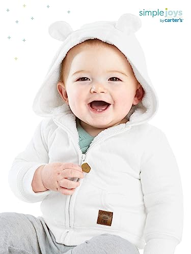 Simple Joys by Carter's Unisex Babies' Hooded Sweater Jacket with Sherpa Lining, Oatmeal, 6-9 Months