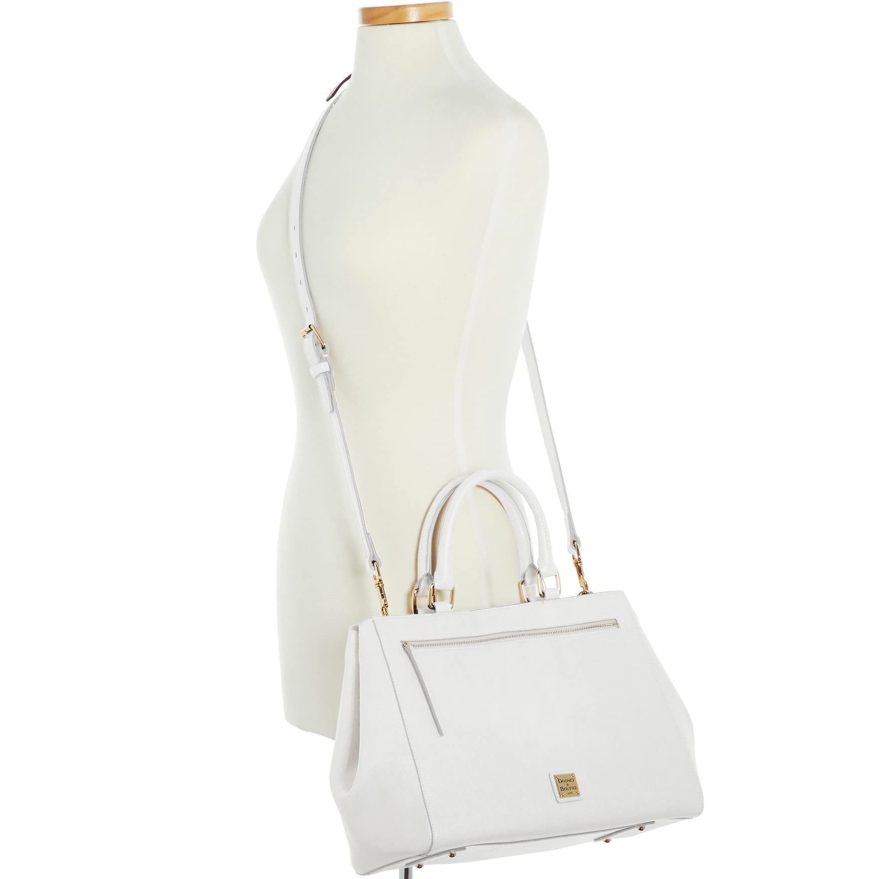 Dooney & Bourke Handbag, Saffiano Zip Satchel - Off White