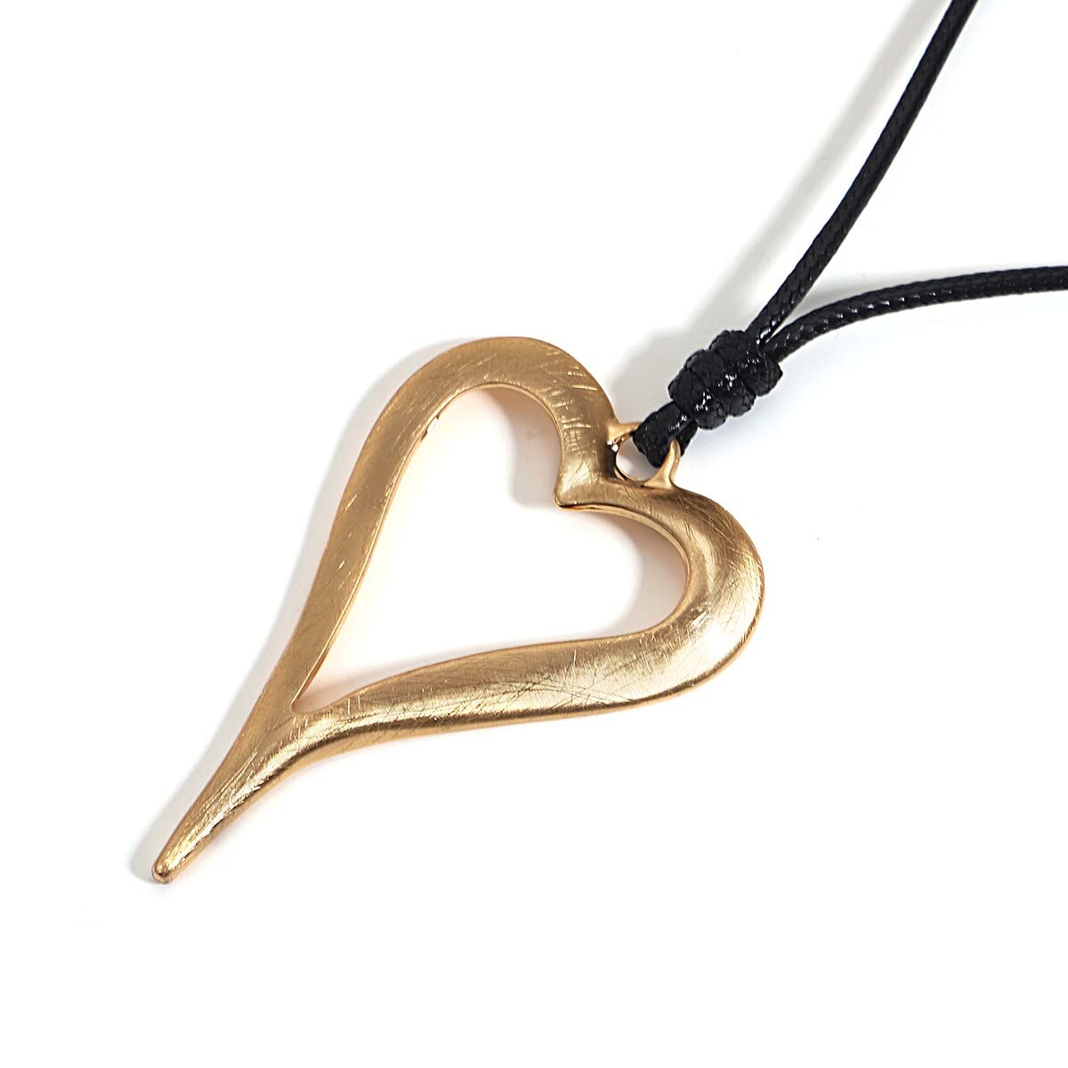 Gold Color Large Abstract Hollow Heart Pendant Collares Long Black Leather Statement Necklace Jewelry Gift for Women