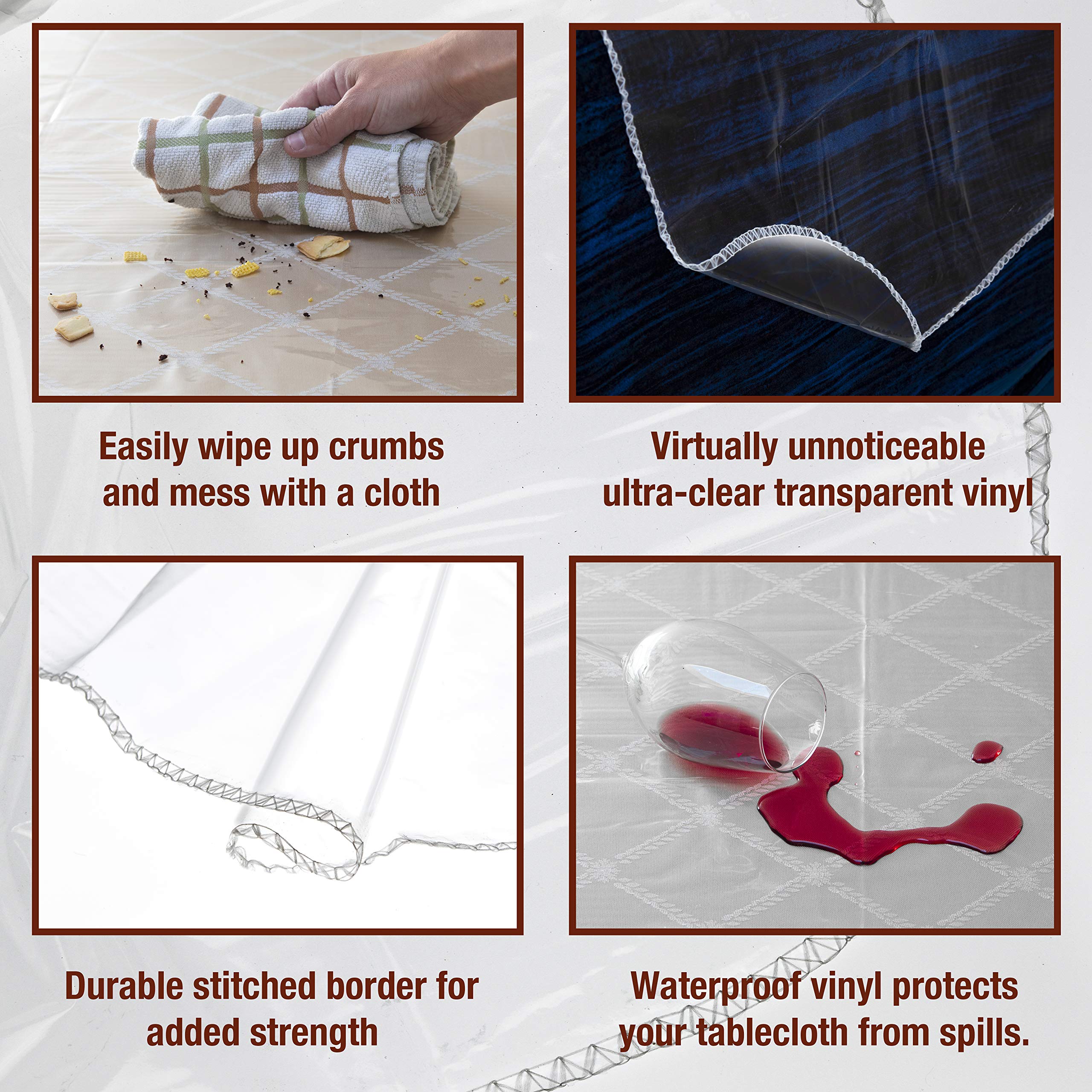 Elaine Karen Clear Plastic Tablecloth 100% Waterproof Table Protector Crystal clear plastic cover for dining table Heavy Duty Vinyl, 60" x 108" Rectangle