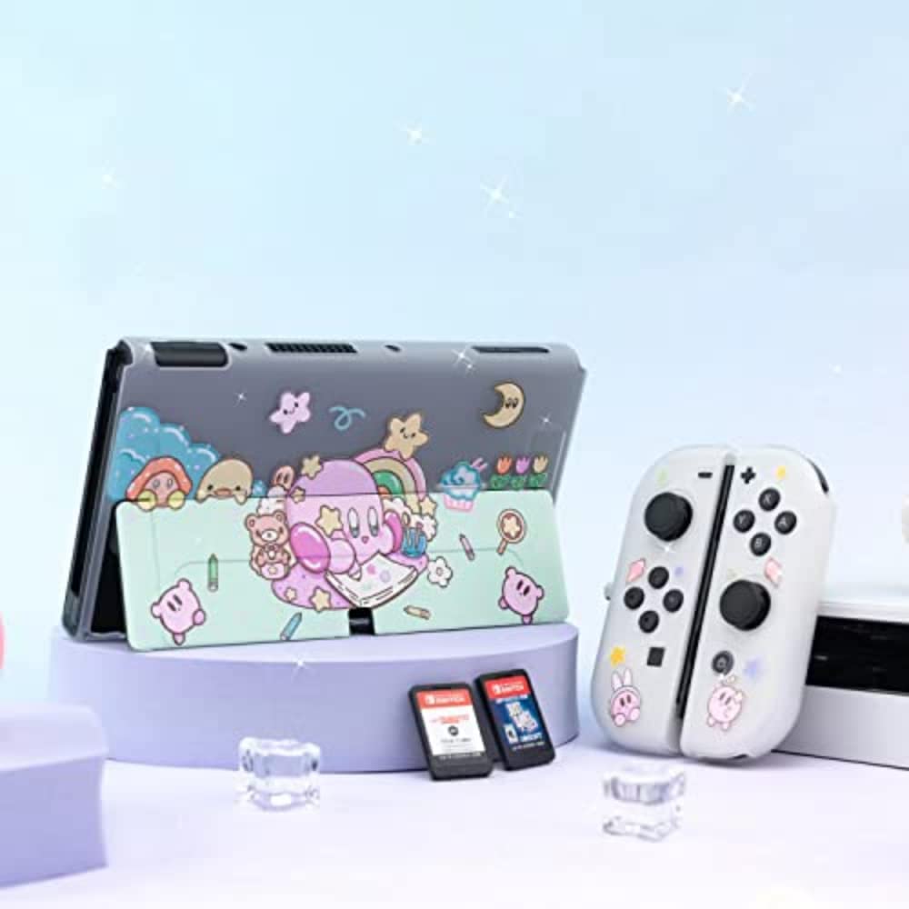 ENFILY Cute Case Compatible with Nintendo Switch OLED, Dockable Case Cover, Ergonomic Soft TPU Grip Case for Joycon, Sparkle Skin Set