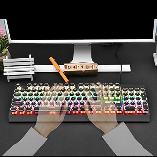 Funtasica Mechanical Gaming Keyboard RGB Backlit 104 Keys for PC, White Square Keycap, 440x154x34mm