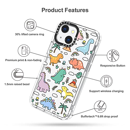 MOSNOVO Compatible with iPhone 13 Case, Cute Dinosaur [ Buffertech Impact ] Shockproof Protective Transparent TPU Bumper Clear Phone Case Cover Designed for iPhone 13 6.1"