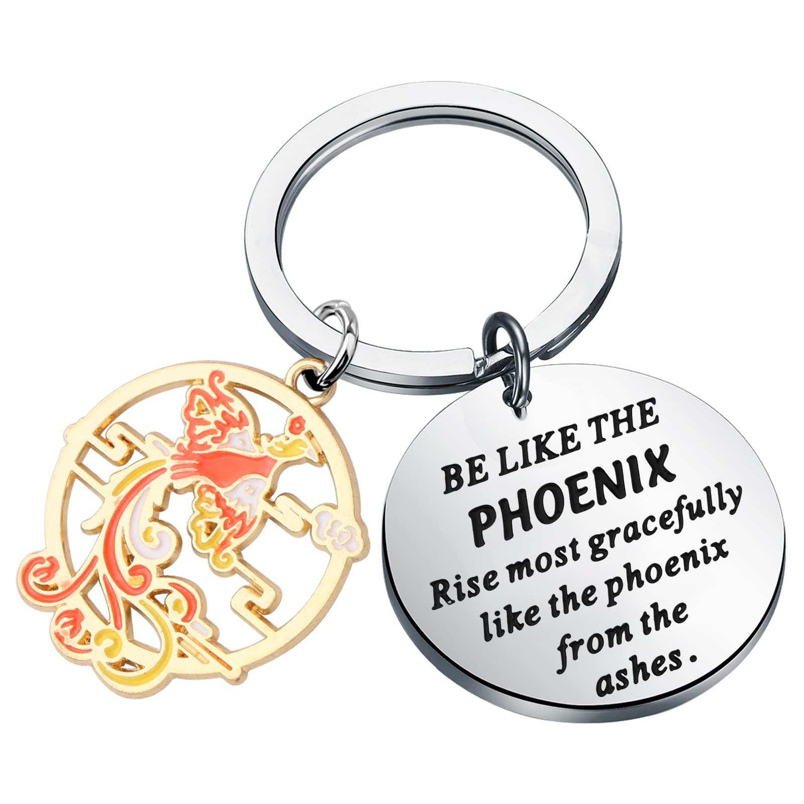 FUSTMW Phoenix Keychain Inspirational Phoenix Gifts Rising Phoenix Pendant Jewelry Encouragement Recovery Graduate Gifts (Red)