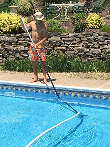 JED Pool Tools 50-560-16 Professional Deluxe Anodized Telescopic Pole, 16-Feet,Black and Silver