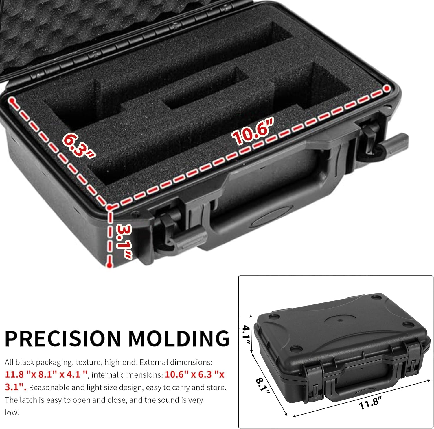 Hard Carrying Case with Customizable Foam, TORIBIO Portable Protector Travel Case, Portable Storage Case Waterproof and Anti-fall for Travel Outing