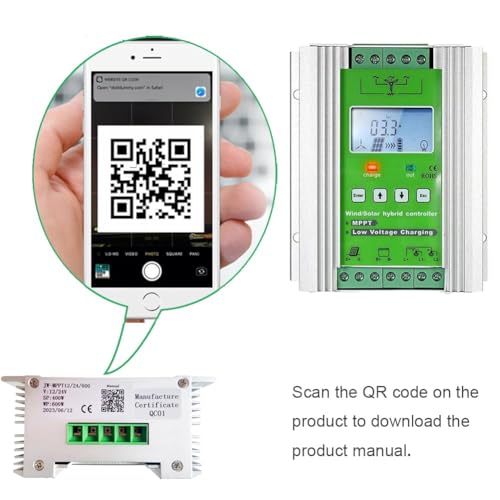 iSunergy 1000W Wind Solar Hybrid Charge Controller 12V/24V MPPT Boost Charge Regulator with LCD Display and Free Dump Load Accurate (600W Wind + 400W Solar)