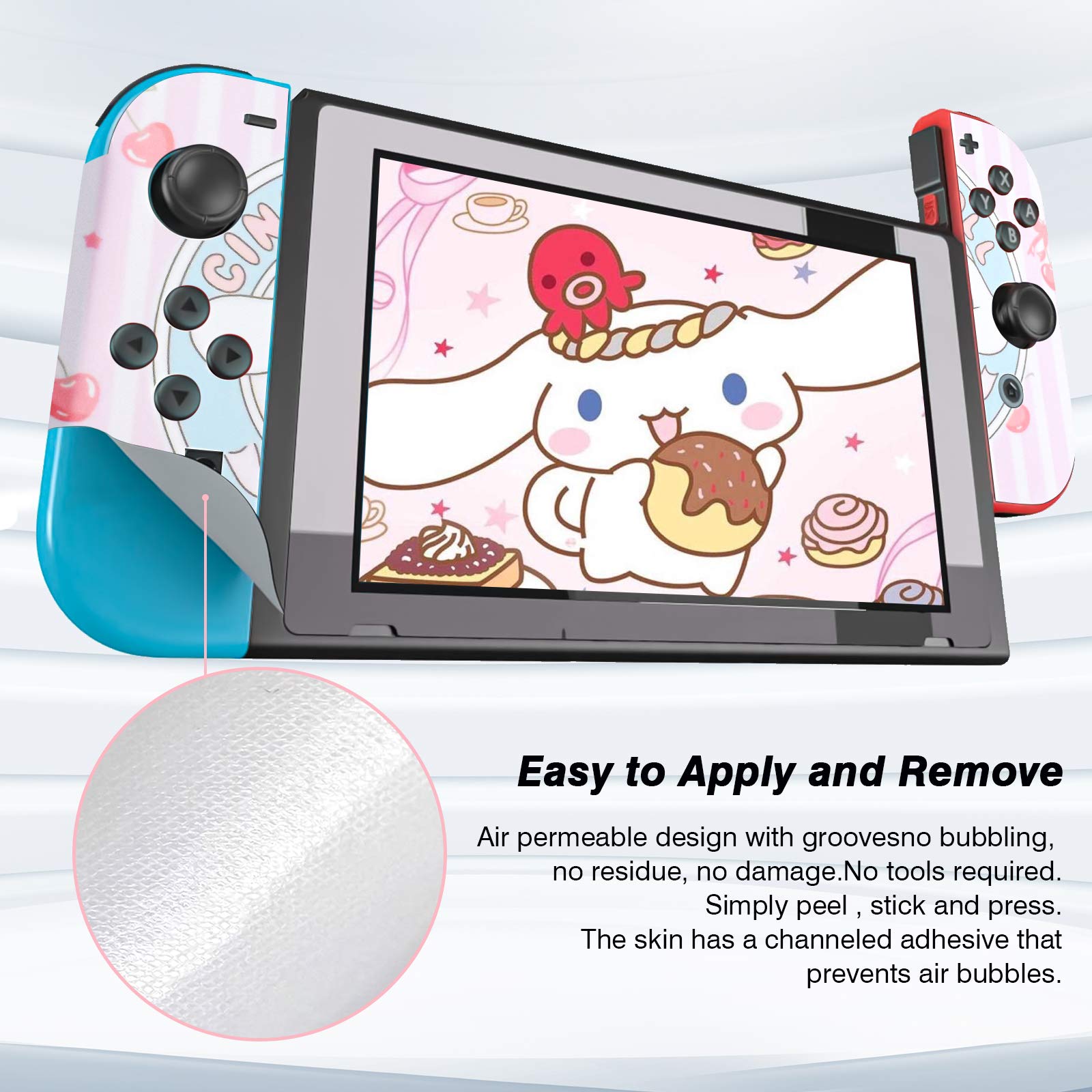 DLseego Switch Skin Sticker Pretty Pattern Full Wrap Skin Protective Film Sticker Design for Switch-Pink Dog
