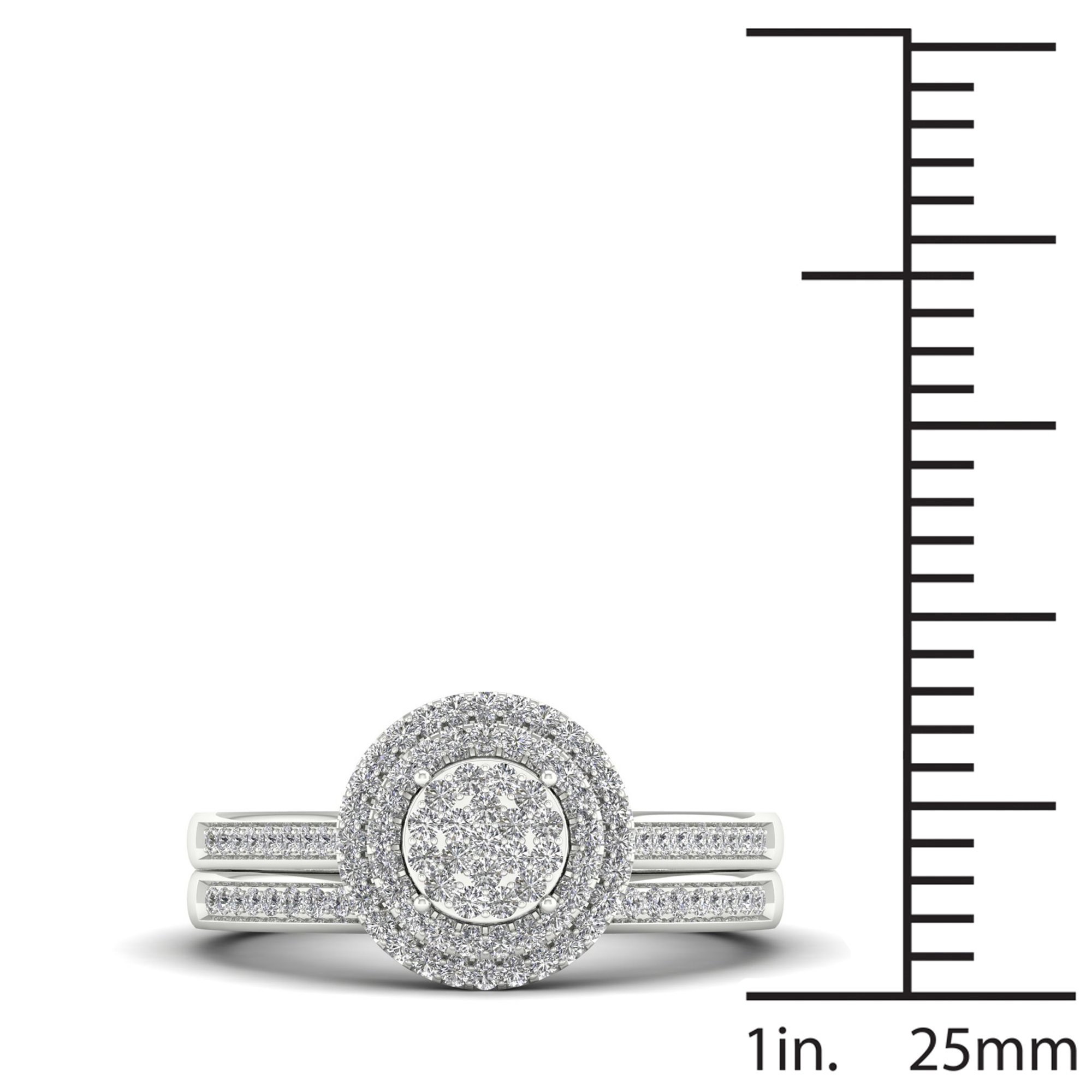 DZON Sterling Silver 1/3ct TDW Diamond Cluster BridalSet for Women(I-J, I2)