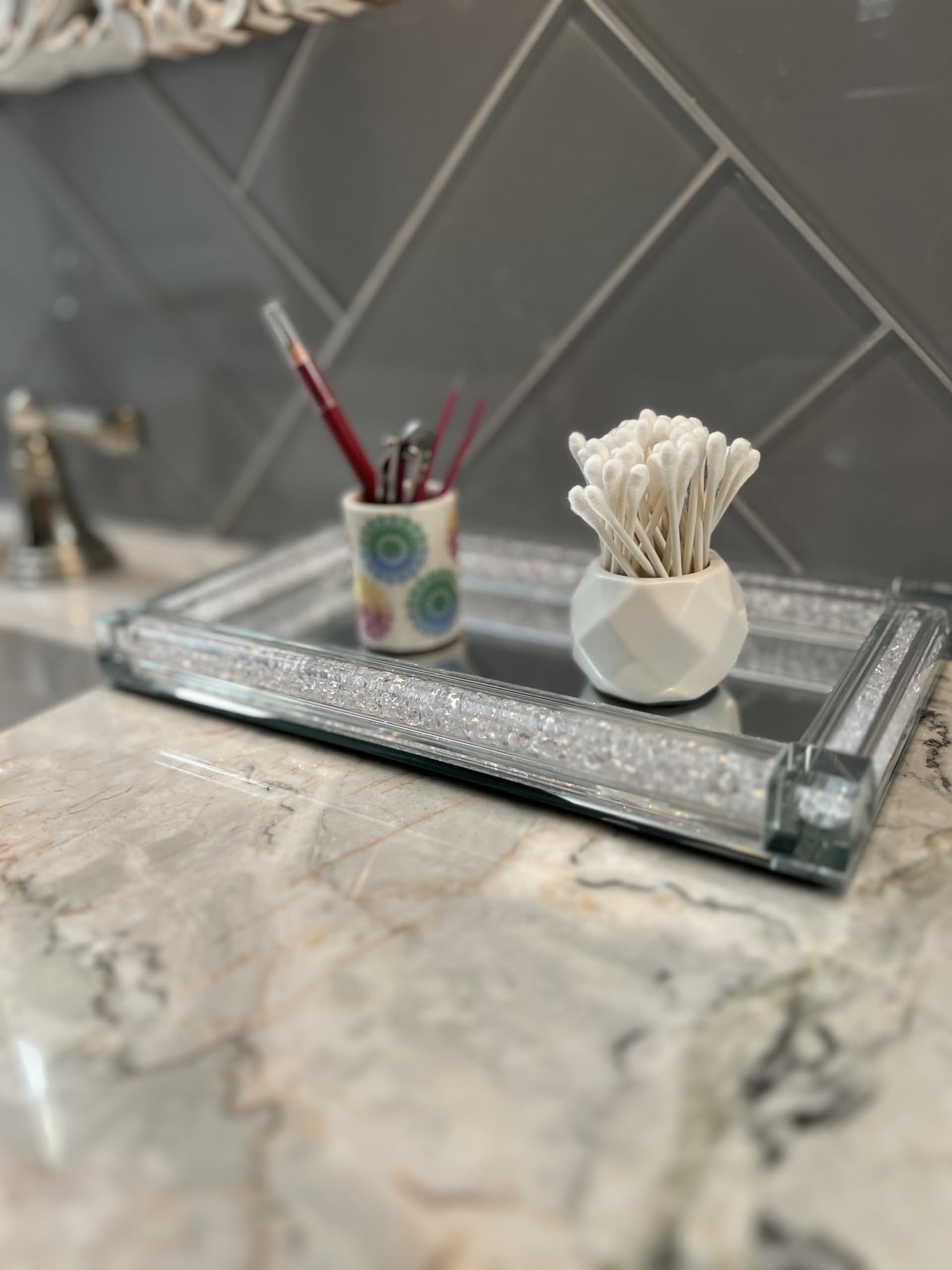 Home Haven Qtip Holder - Boho Mandelas Design - Q Tip Holder for Bathroom, Floss Pick Holder, Cotton Swab Holder, Bathroom Sink Decor, Flosser Holder, Bathroom Vanity Decor, Cute Bathroom Decor