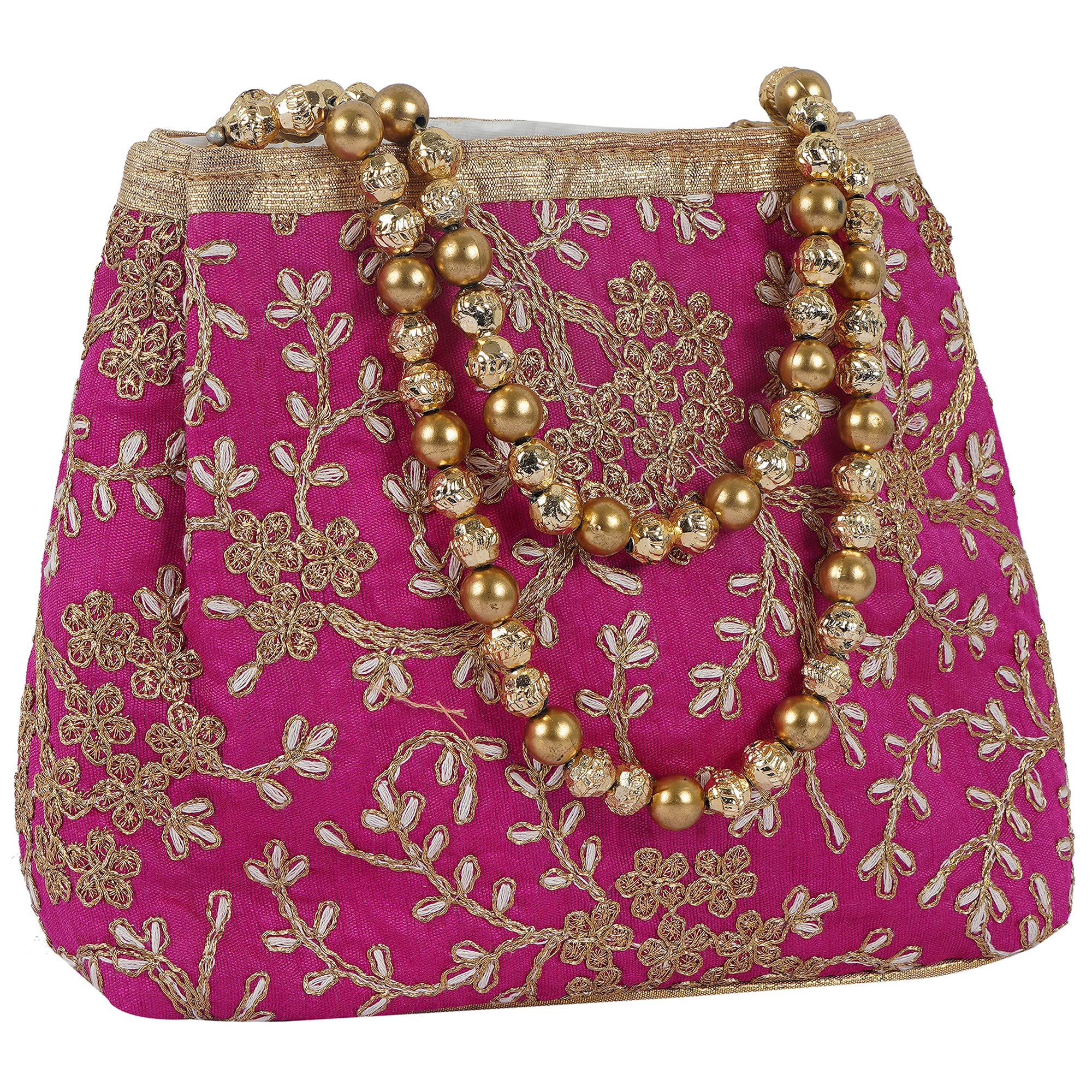 Ekavya Indian Ethnic Potli Bag wedding purse jewelry purse for girls (Dark Pink)