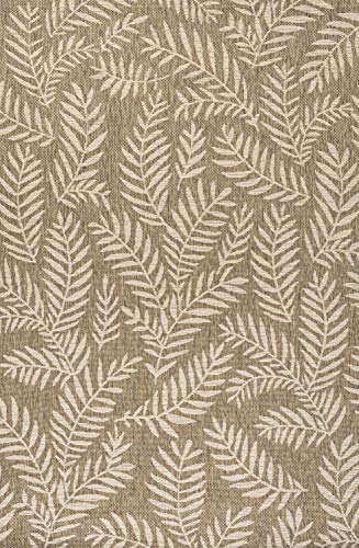 JONATHAN Y SMB119A-9 Nevis Palm Frond Indoor Outdoor Area-Rug Coastal Floral Easy-Cleaning Bedroom Kitchen Backyard Patio Non Shedding, 9 X 12, Brown/Beige
