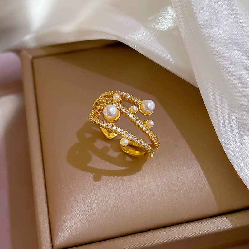 Gold Plated Rings for Women Knuckle Rings Open Rings Adjustable (A)
