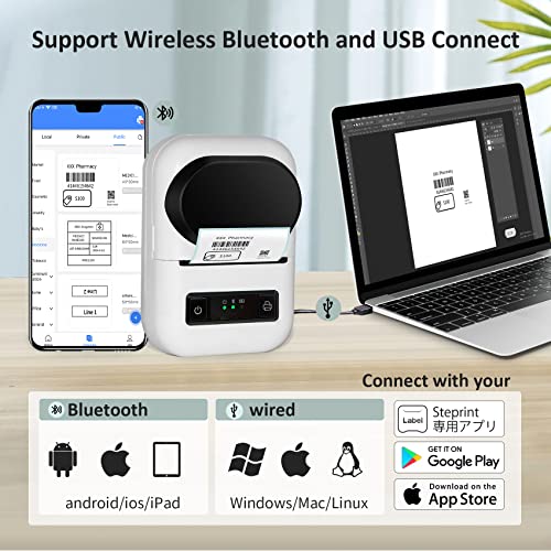 LERANDA Label Maker, Portable Bluetooth Thermal Label Printer for Barcode, Clothing, Organizing, Small Business, Office, Home, Easy to Use, Support with iOS & Android, with 1.96x1.18 inch Label