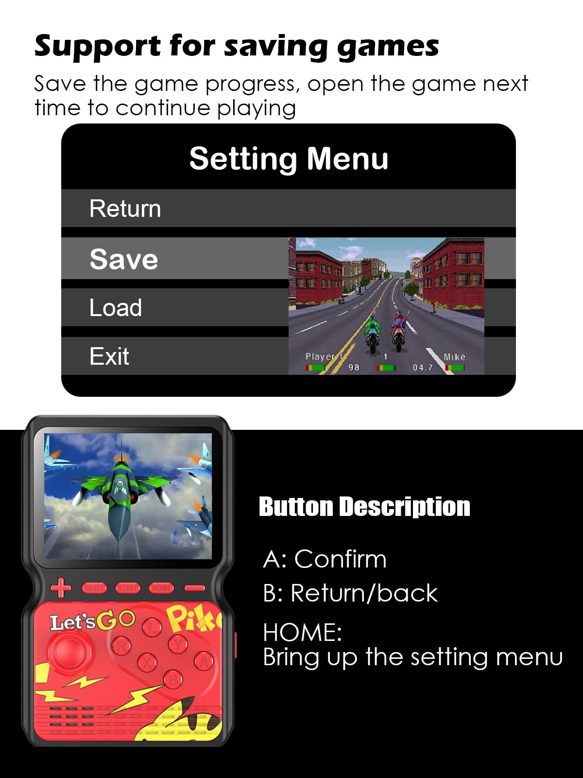 Fordim Handheld Game Console, Retro Mini Game Player with 3000+ Classic Games, 3.5 Inch Screen 1020mAh Rechargeable Battery,Support TV Connection,Ideal Gift for Kids and Adult