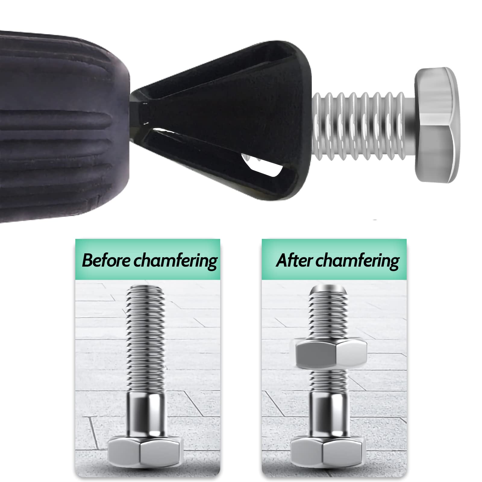 Jifeijidian 2 Packs Deburring Tool Chamfer Tool Hex Shank Deburring External Drill High Speed Stainless Steel Burr Removal Bit Quickly Repairs Damaged Metal External Chamfer for Bolts (Black)