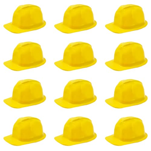 Forest & Twelfth Yellow Construction Hats for Kids, 12 Pack, Engineer Construction Helmet Hats for Dress-Up Parties, Pretend Play, Especially Sized for Kids
