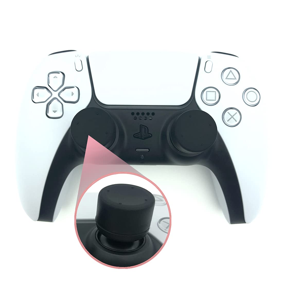 Gebaisi Four Styles Silicone Thumb Stick Caps Grip Gamepad Analog Joystick for Playstation PS5 Controller(8 Pieces Black)