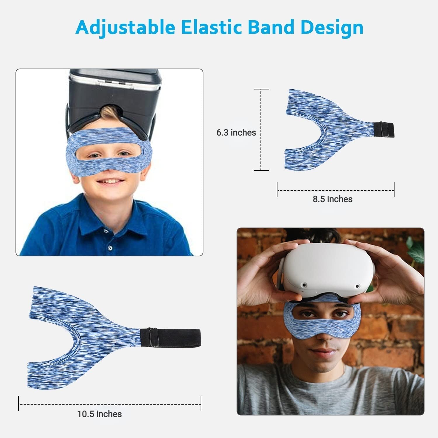 EWalos VR Eye Mask Cover Breathable Sweat Band, Compatible with Oculus/Meta Quest 2, PSVR 2 and Other VR Headsets, Adjustable Elastic Band Design for Adults and Children(3PCS)