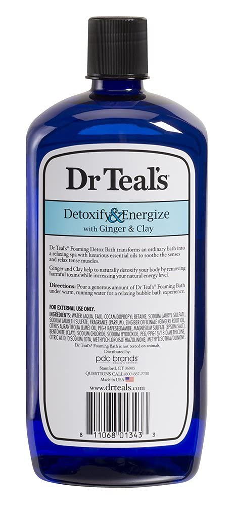 Dr Teal's Foaming Bath Variety Gift Set (2 Pack, 34oz Ea.) - Glow & Radiance Vitamin C & Citrus, Detoxify & Energize Ginger & Clay - Essential Oils with Epsom Salt - Treat Your Skin, Senses & Stress