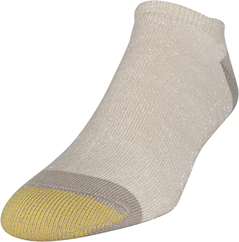 Gold Toe Men's Socks No Show 6-Pack Liner Breathable Soft Cotton Blend Slightly Irregular (Khaki Heather)