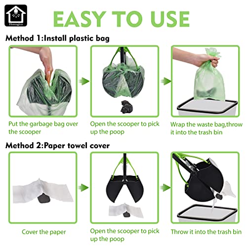HOMAGICO Pooper Scooper, Portable Dog Pooper Scooper with Long Handle, Foldable Pooper Scooper for Large Medium Dogs with Bag Attachment, Easy to Use Perfect for Grass, Dirt, Gravel (Green)