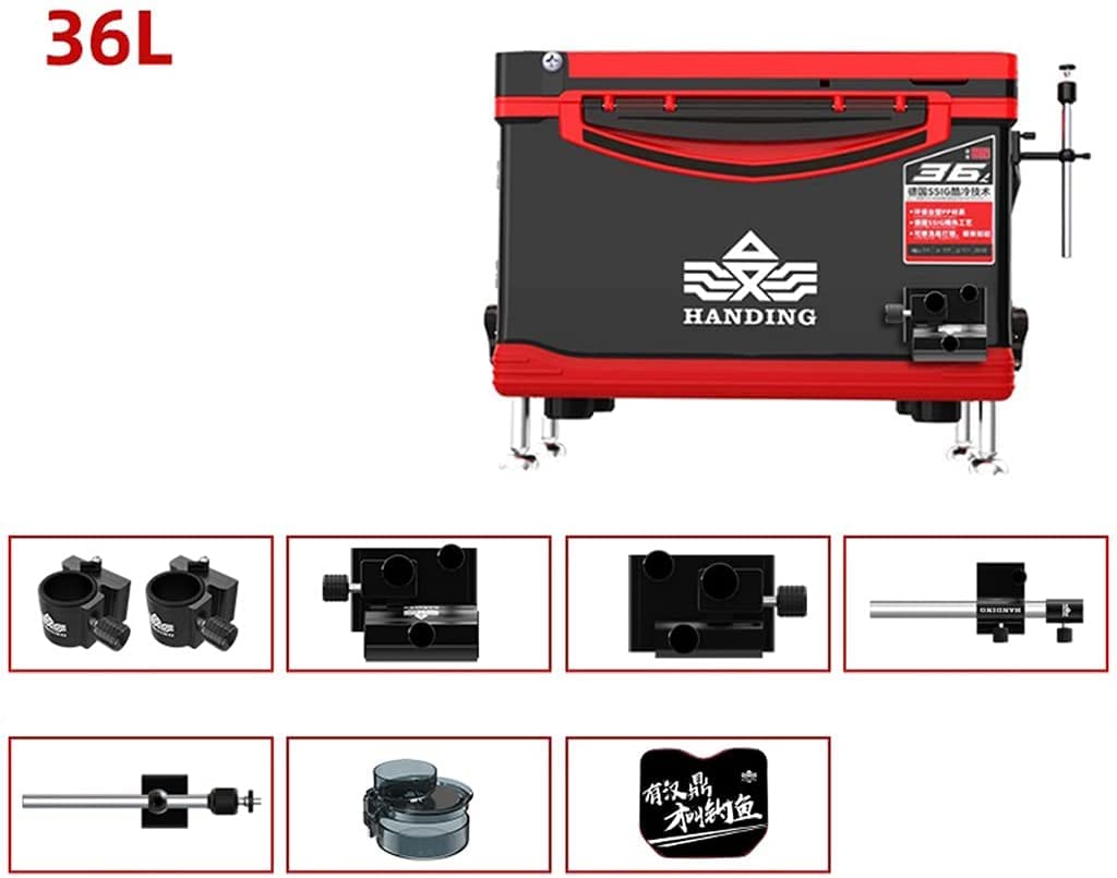 Fishing Box, Portable 36L Full Set of Ultra-Light and Multi-Functional Table Fishing Box with Hidden Backrest, Four-Leg Lift, for Outdoor Camping Competition