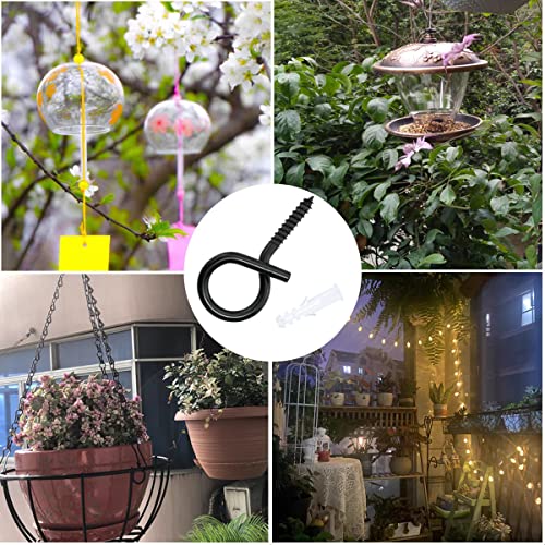 ITROLLE 20Pcs 304 Stainless Steel Christmas Lights Hanger Hooks, Easy Release Open Loop with Buckle Design, Black
