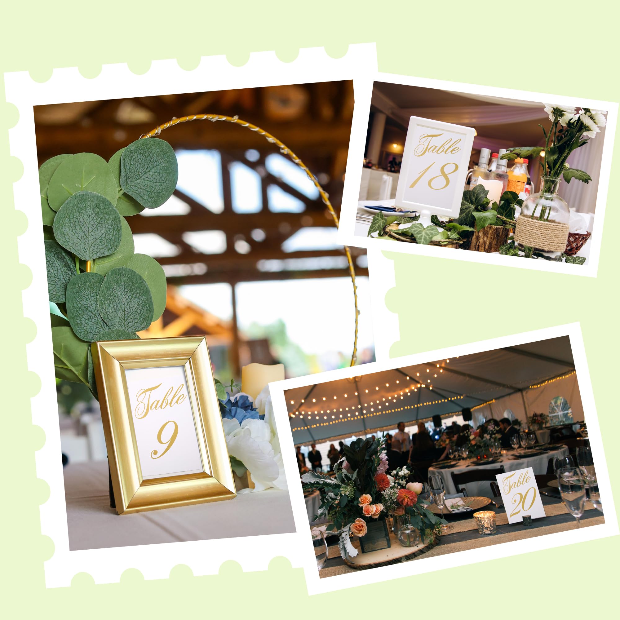 Generic Wedding Table Numbers 1-20| Gold Table Numbers for Party, Centerpiece, Wedding Reception, Birthday, Anniversry - Elegant Seating Chart Display Cards for Table Number Holders