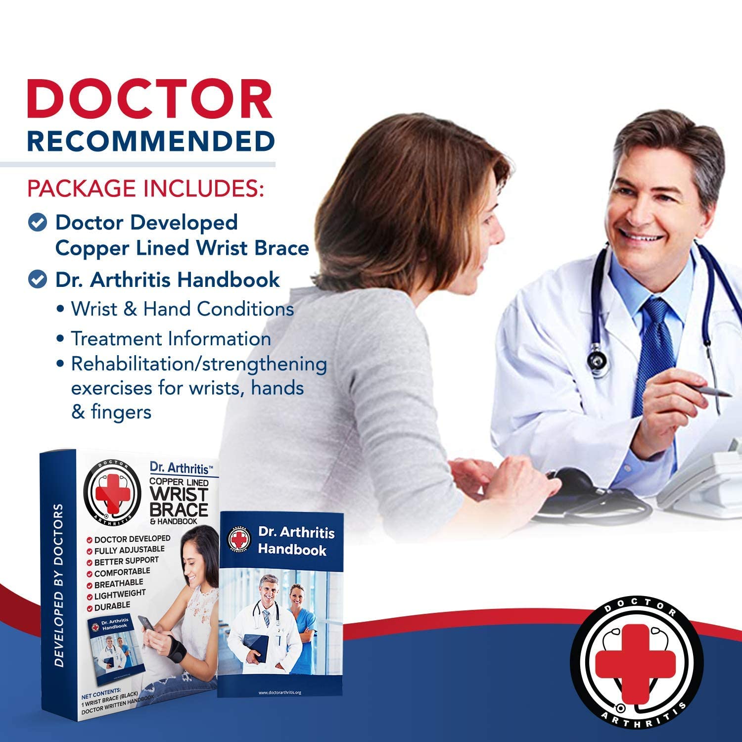 Dr. Arthritis Doctor Developed Copper Wrist Brace BUNDLE WITH Doctor Developed Pink Sleep Eye Mask, Sleeping Masks for Women & Men