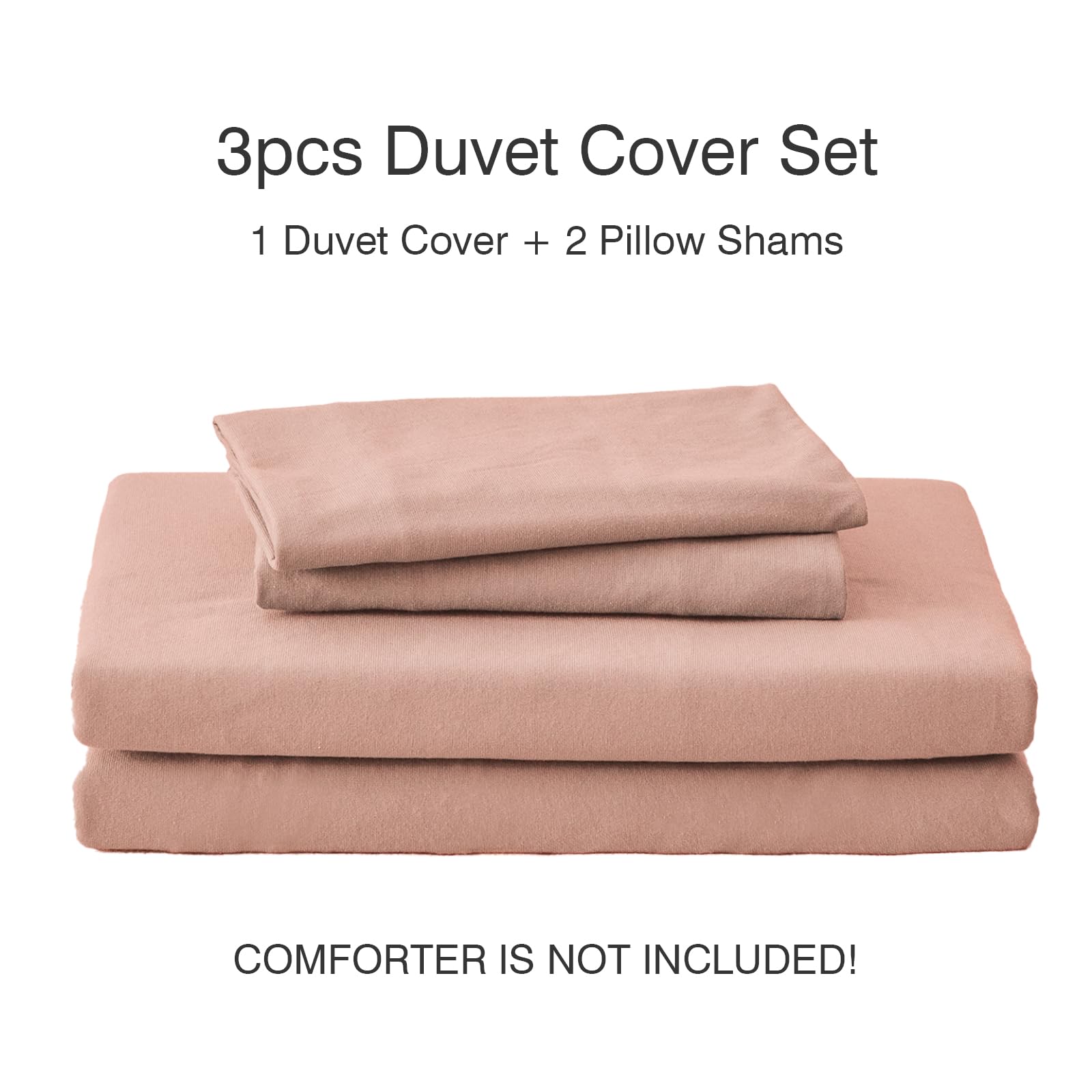 PURE ERA Jersey Knit Duvet Cover Set 100% T-Shirt Cotton Super Soft Comfy 3pc Bedding Set with Zipper Closure (New Petal Pink, King)