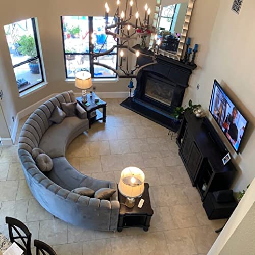 Legend Furniture Curved Sofa Velvet Symmetrical Modular Round couches for Living Room Sectional, 142" L x 32" D x 36" H, Grey
