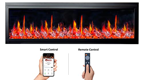 Litedeer Homes Latitude 45" Smart Electric Fireplace with App, Crackling Fire Sounds, Reflective Amber Glass, Black - ZEF45XA