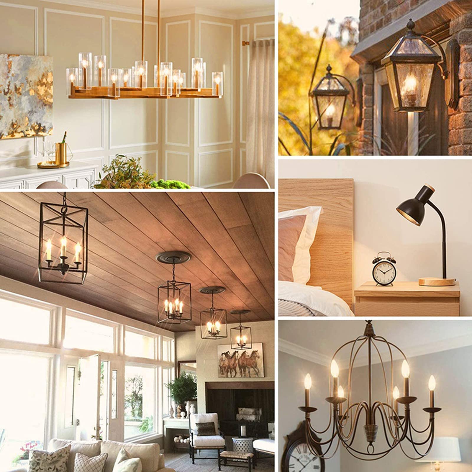 E12 LED Bulbs, Non-Dimmable E12 Candelabra LED Bulb 40 watt Equivalent, C35 2700K Energy Saving 4W Filament LED Chandelier Light Bulbs, Warm White Candelabra Bulbs for Ceiling Fan Home Decor,Pack of 6