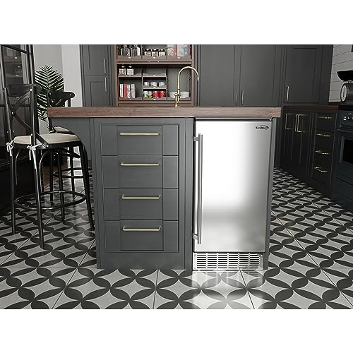 KoolMore Stainless-Steel Built-in Ice Maker Machine with Large 25 lb. Cube Storage Basket, Full Cube Production, Fast Ice Making Time, Free-Standing/Under-Counter - 75lbs of Ice per Day (BIM75-BS)