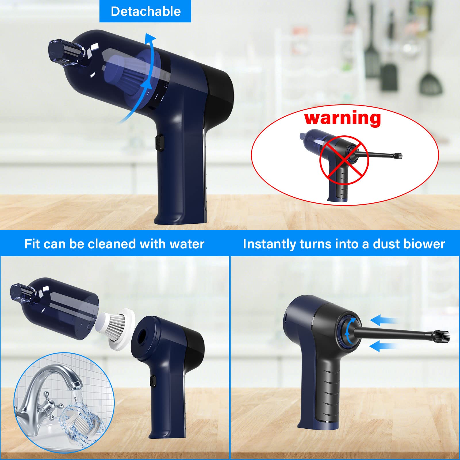 Geekpartn Electric Air Duster- Keyboard Cleaner- Mini Vacuum 3-in-1- Cordless Computer Cleaning kit- Portable Replaces Air Cans for Laptop PC