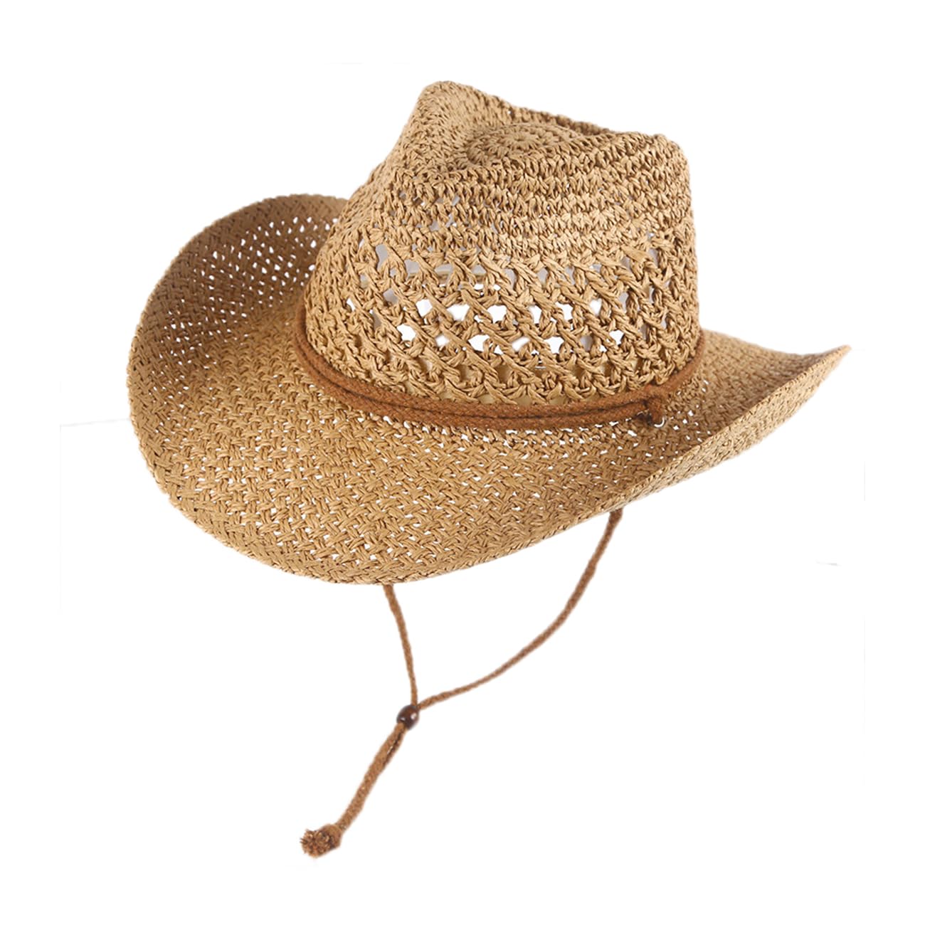 Generic Womens Straw Cowboy Hat Foldable Wide Brim Summer Sun Hats for Men Travel Vacation Lightweight Brown Beach Cowgirl Hat