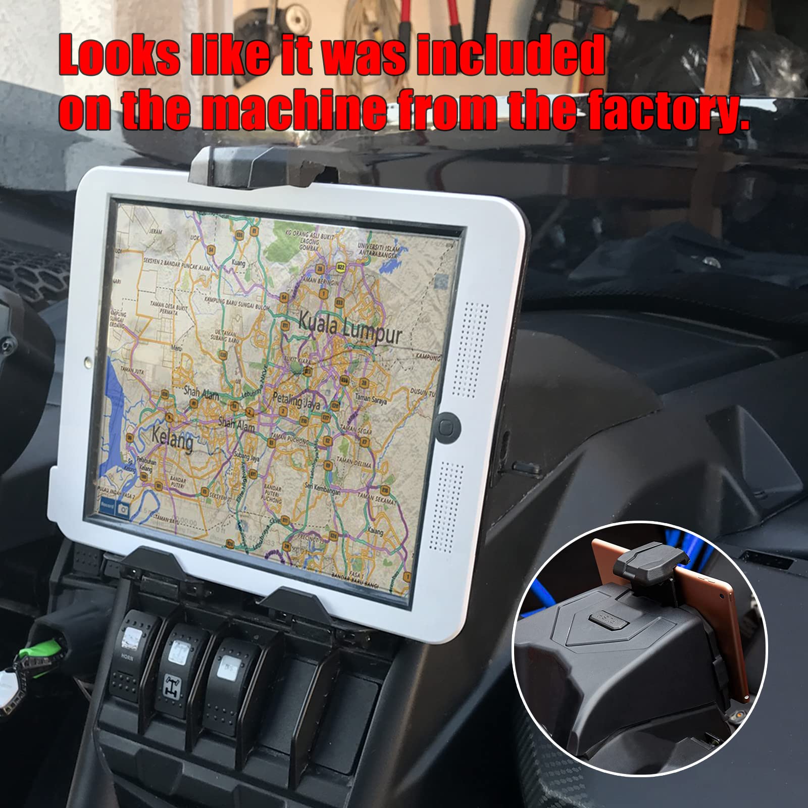 Goldfire X3 Device Tablet Holder Mount with Storage Box Compatible with 2017-2024 Can Am Maverick X3 / X3 Max DS MR RC Turbo R Maverick X3 Accessories (OE: #715002874)