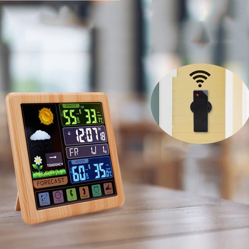 LNYHLXS Multifunctional Touch Screen Key Weather Clock Color Screen Indoor and Outdoor Hygrograph(E)