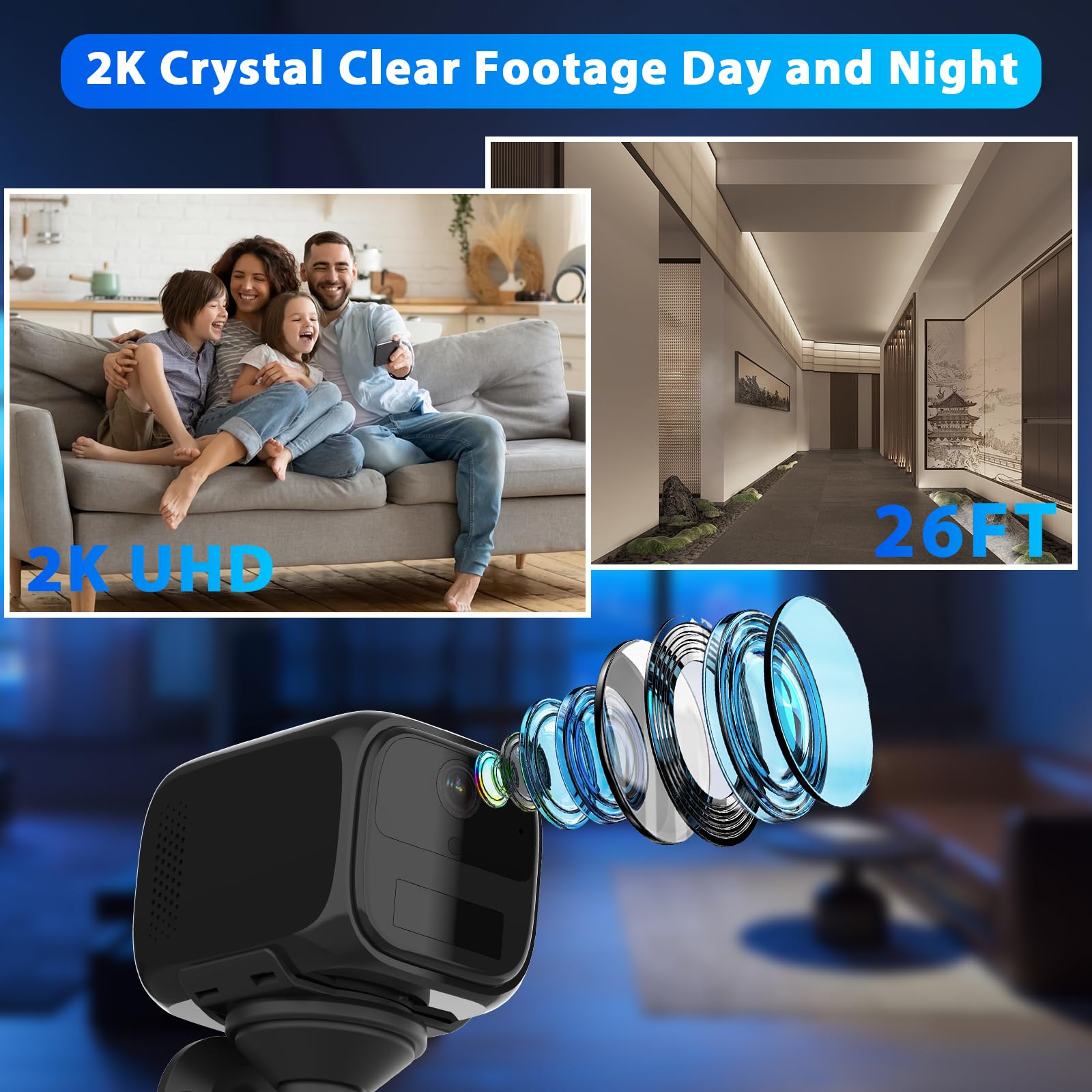 FUVISION Security Camera Outdoor, 2K WiFi PTZ Camera with 360° View, Home Video Surveillance Waterproof Camera with Two-Way Audio, Motion Detection & Siren, Auto Tracking, 24/7 SD Storage