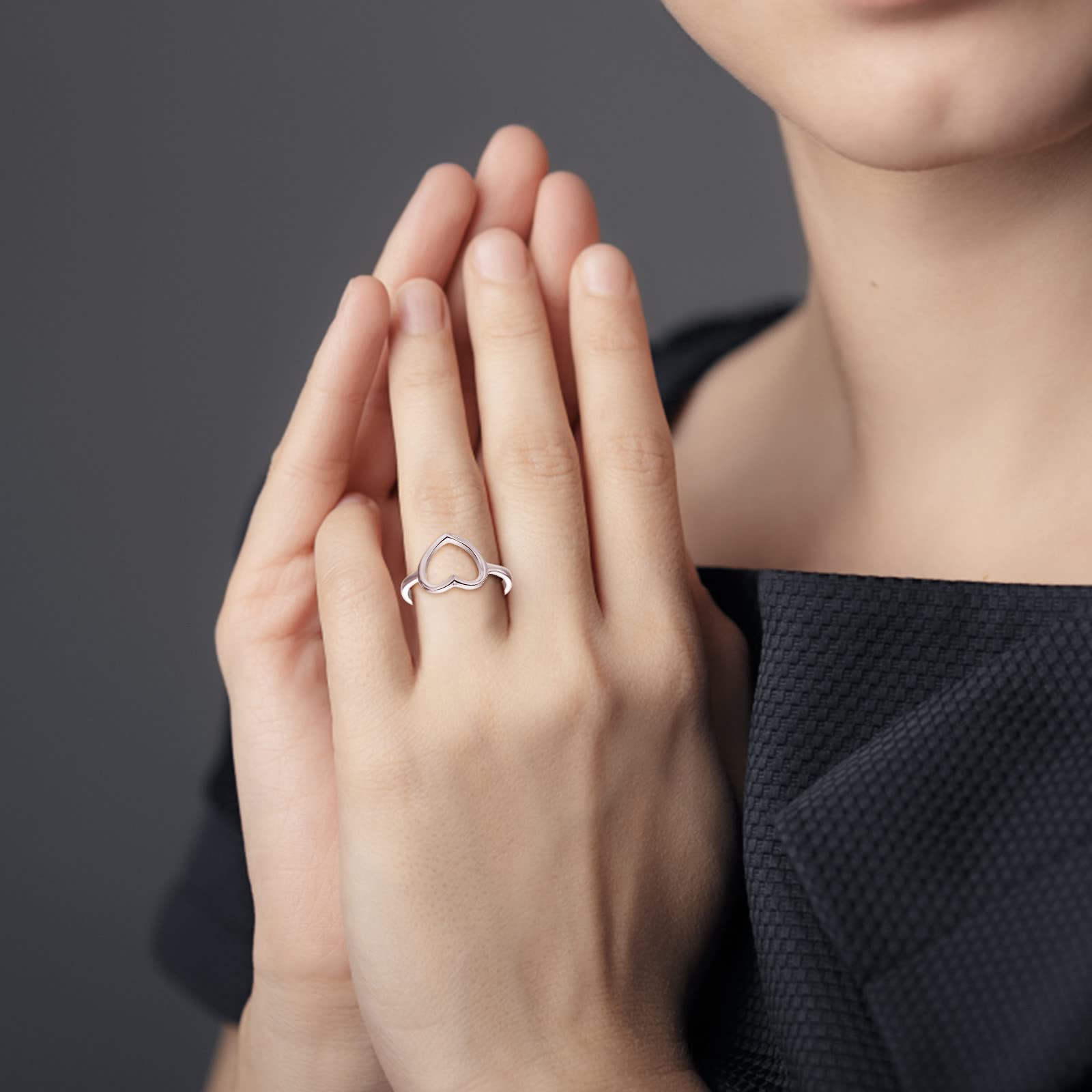 Fashion Heart Shaped Ring for Women Minimalist Design Wedding Rings for Bride Engagement Rings (Rose Gold, 5)