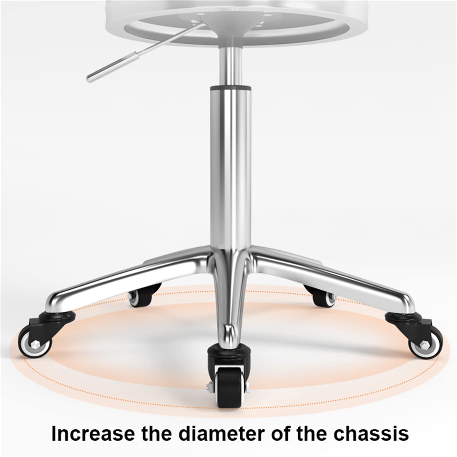 JHKZUDG Round Rolling Stool with Wheels,PU Leather Height Adjustable Salon Stool,Esthetician Chair Tattoo Stool with 360° Swivel,for Spa/Salon/Tattoo Work,Camel