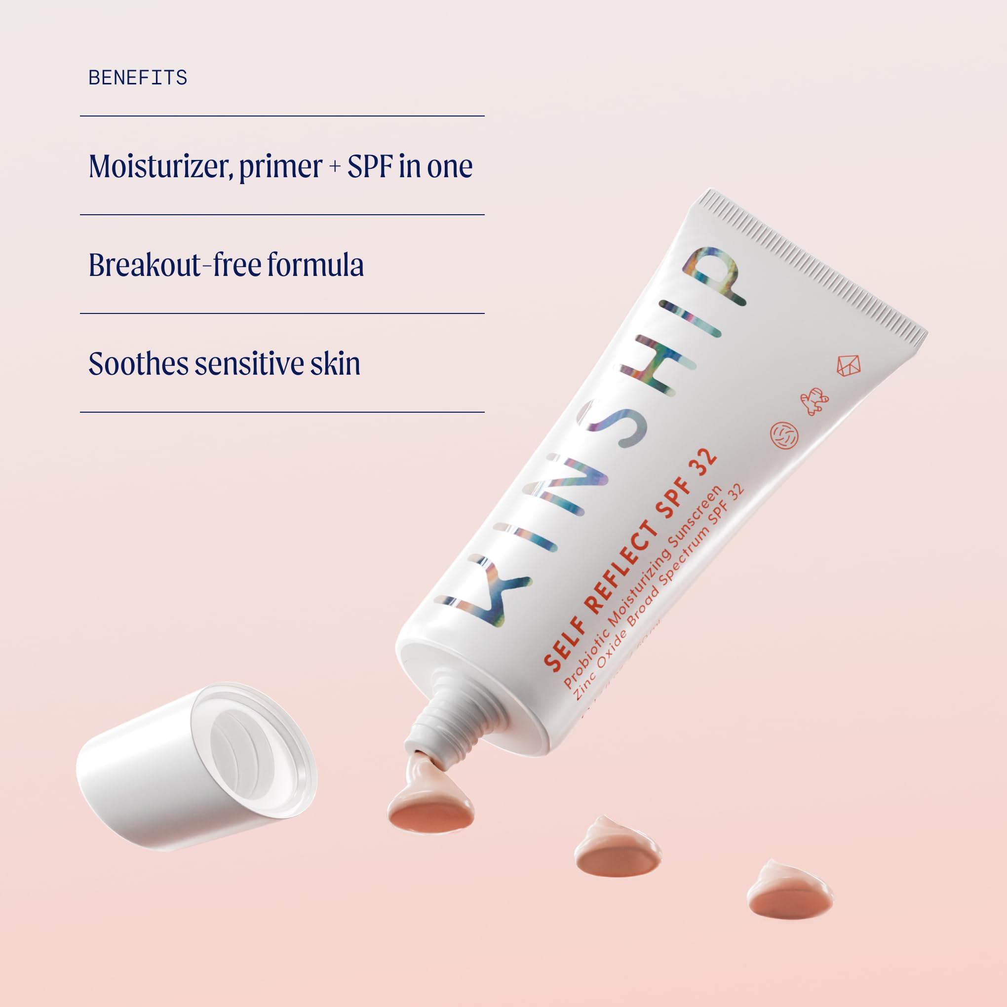 Kinship Self Reflect Probiotic Moisturizing Sunscreen SPF 32 + Sport SPF 60 Bundle - Lightweight 100% Mineral SPF for Sensitive Skin - Sheer Zinc Oxide Sunblock - Water + Sweat Resistant - Reef Safe